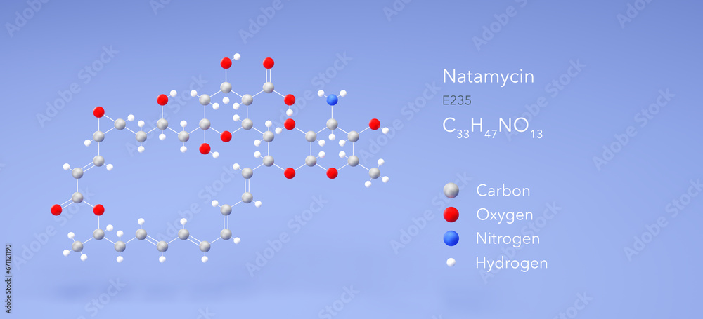 natamycin molecule, molecular structures, antifungal medication, 3d ...