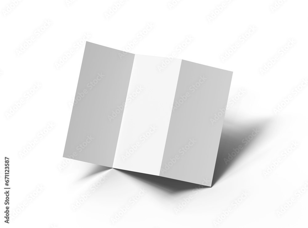 Blank A4 Z-fold brochure render to present your design. On transparent ...