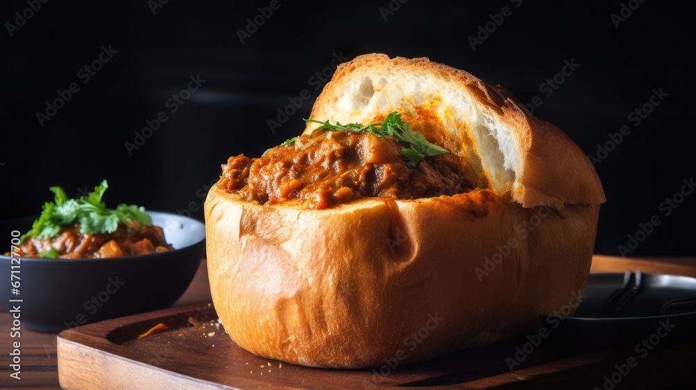 A Durban Bunny Chow - or a quarter mutton bunny - served with sambals ...
