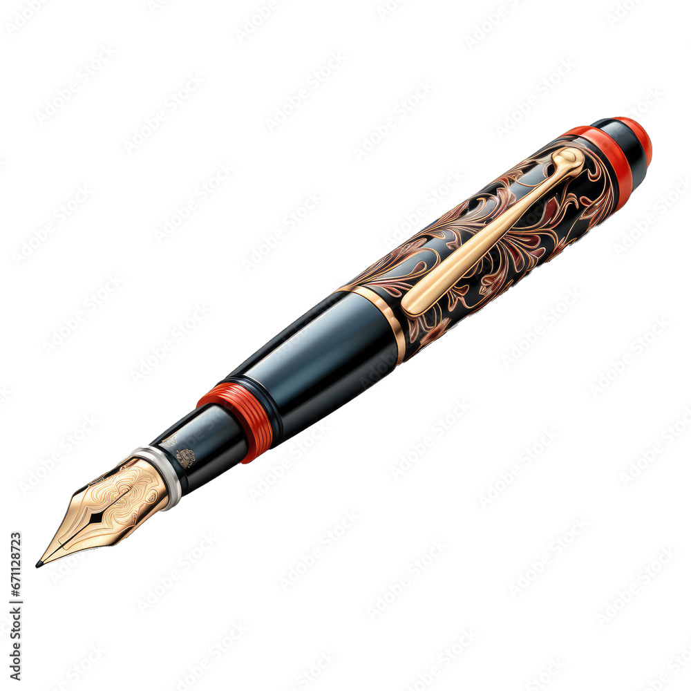 decorated fancy ink pen . Clipart PNG image . Transparent background ...