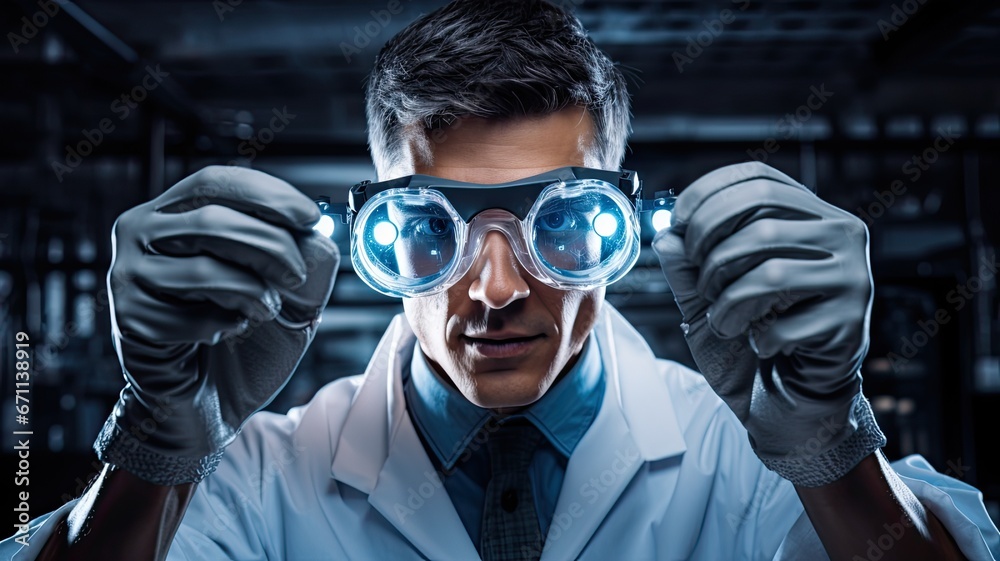 A scientist demonstrating how to properly wear personal protective ...