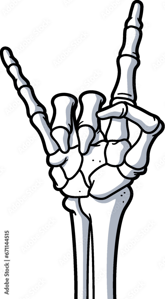 Skeleton showing devil horns metal - rock and roll hand gesture sign ...