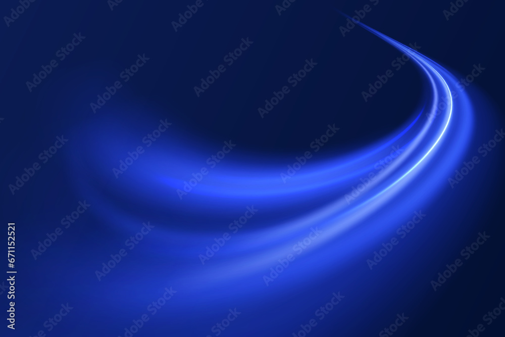 Neon line as speed or arc, turn, twist, bend in light effect. Light arc ...