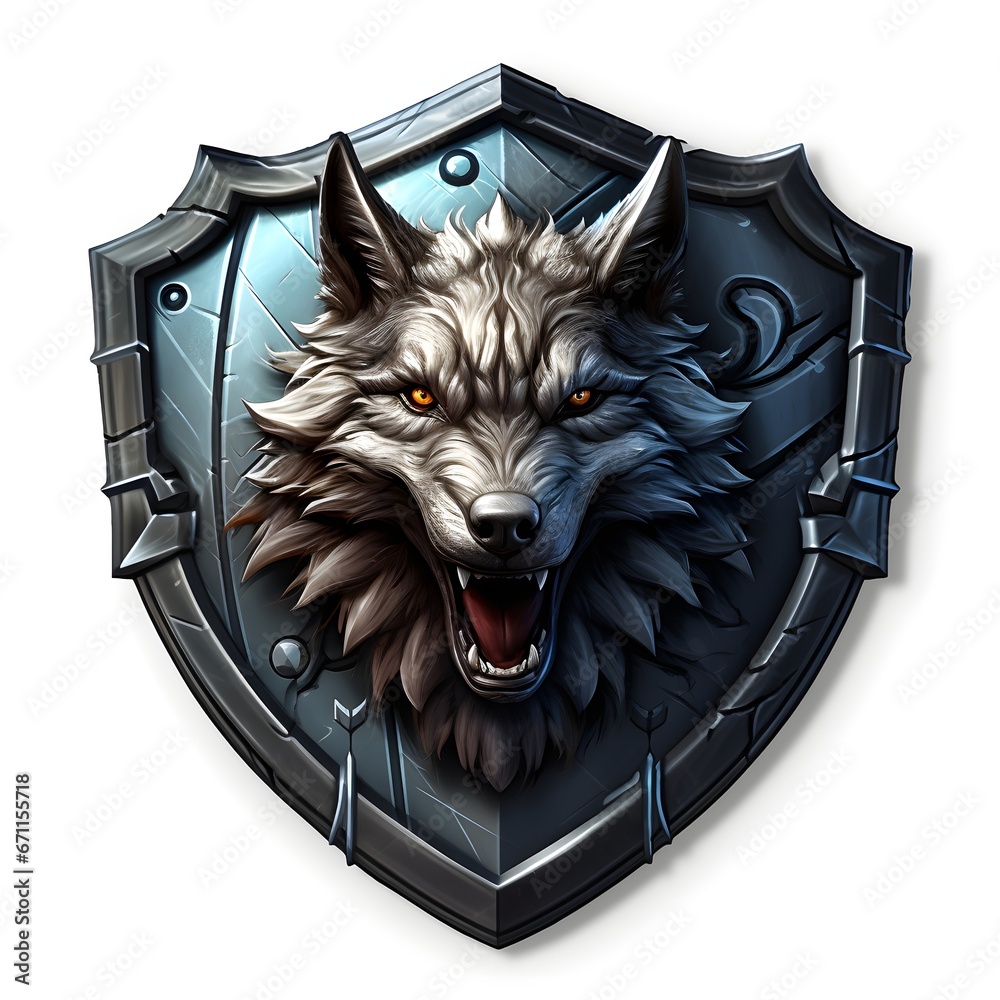 Medieval Wolf-Faced Steel Shield Game Sprite Item Stock Illustration ...