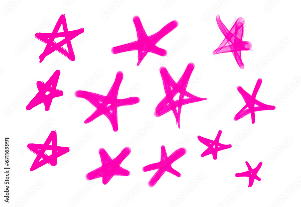 Collection of graffiti street art tags with star symbols in pink color ...