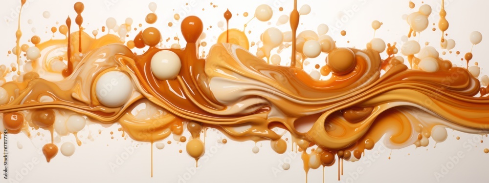 Caramel splash milk sauce chocolate liquid background cream explosion ...