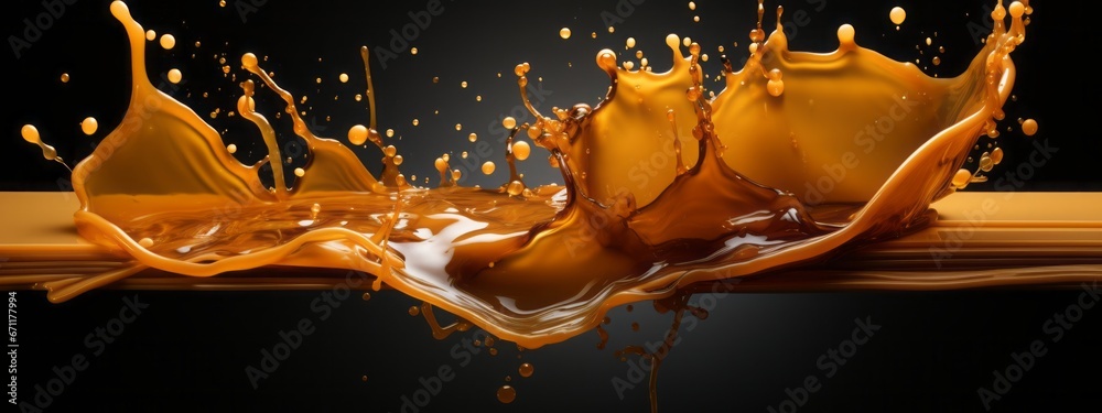 Caramel splash milk sauce chocolate liquid background cream explosion ...