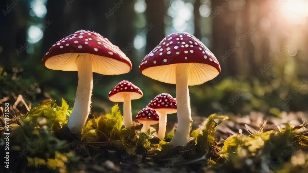 Magic Fairytale Mushroom Forest. Fantasy Toadstools in Magical Woods ...