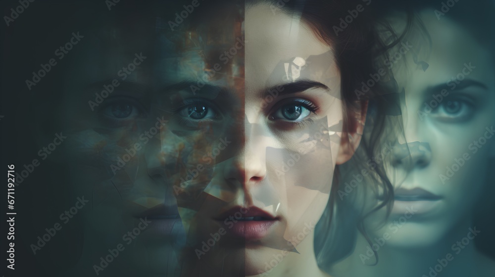 Distressed woman with bipolar disorder, schizophrenia, depression, and ...