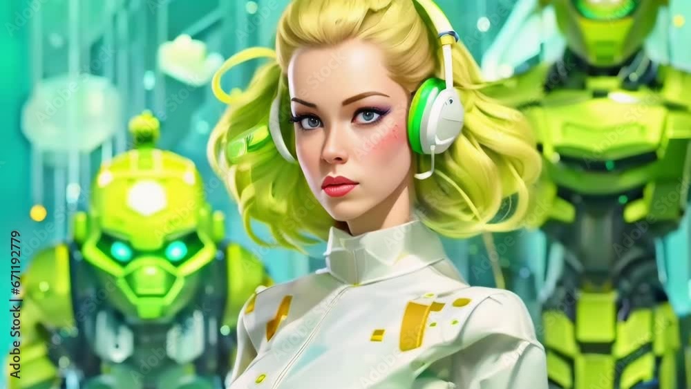 Retro Future 1960s Style Image of an Atomic Space Woman with Vintage ...