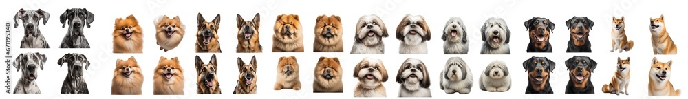 Collection of dogs of various breeds on transparent background PNG ...