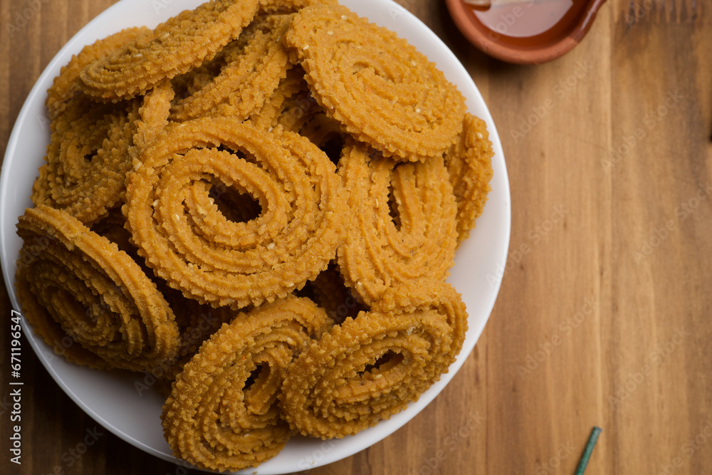 Indian Traditional Tea Time Snack Chakli, a deep fried snack, It is ...