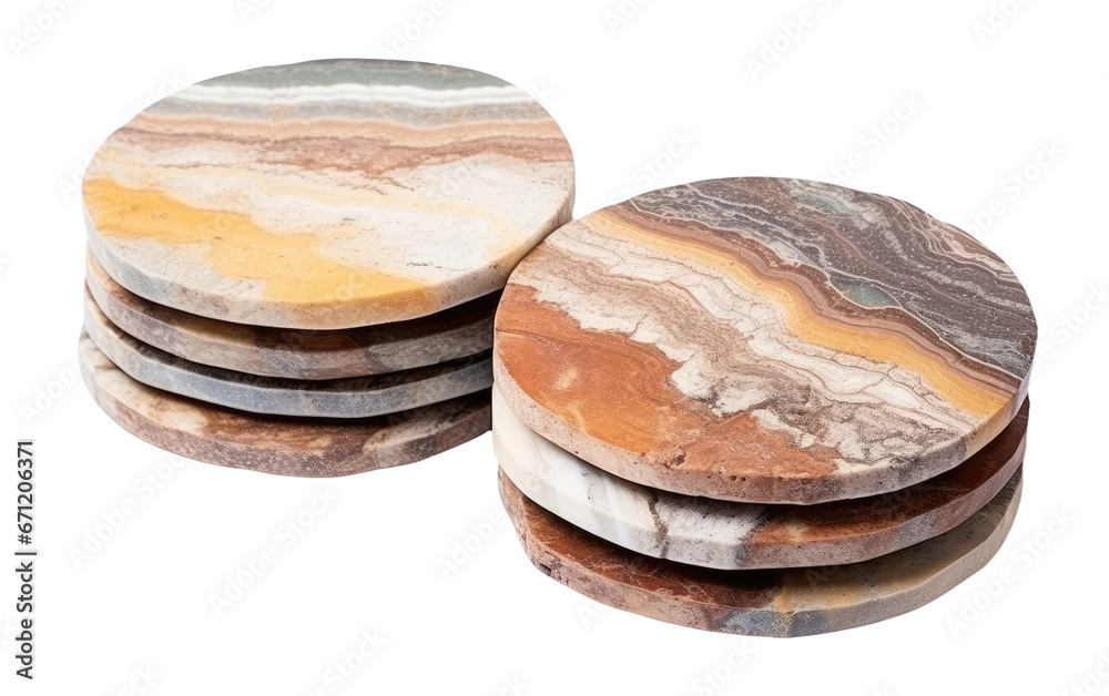 Stone Coasters with Isolated Mineral Patterns on transparent background ...