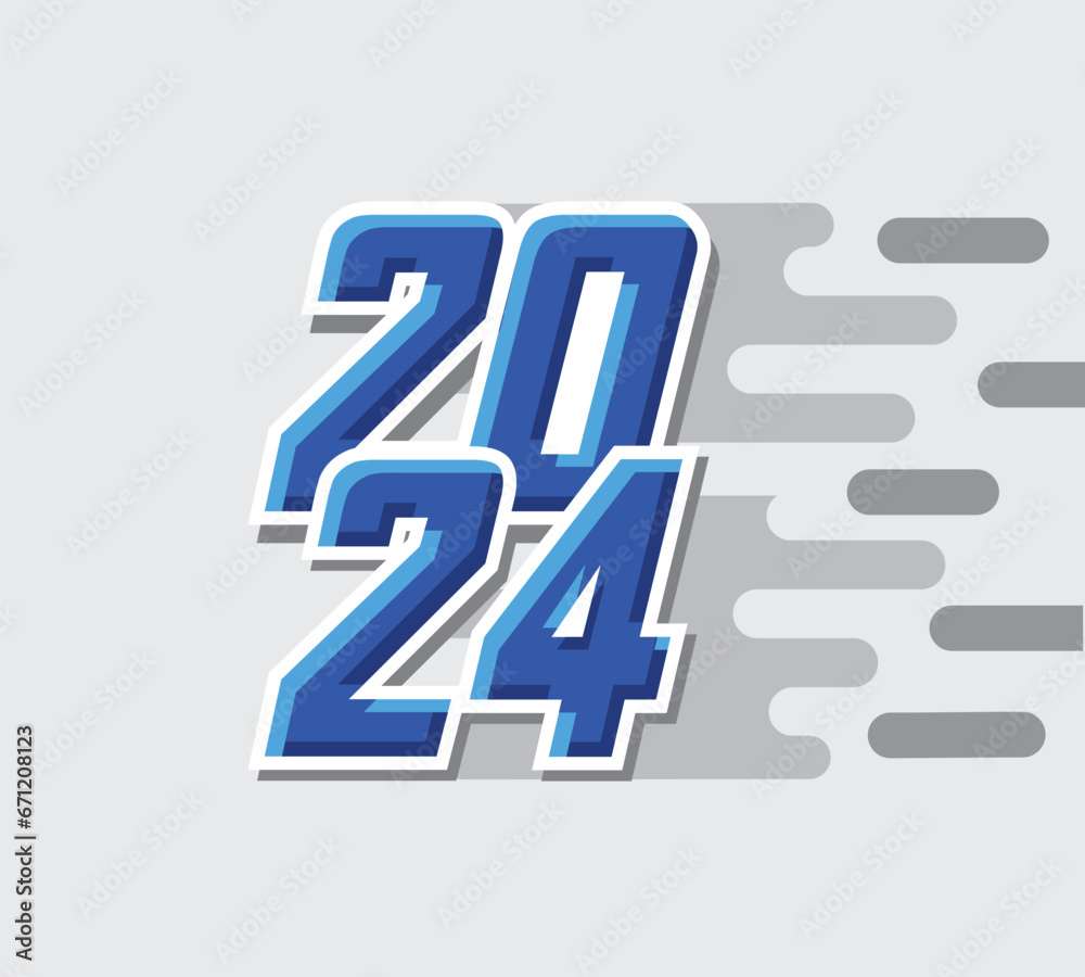 2024 new year lettering vector in blue, 2024 letters Stock Vector ...