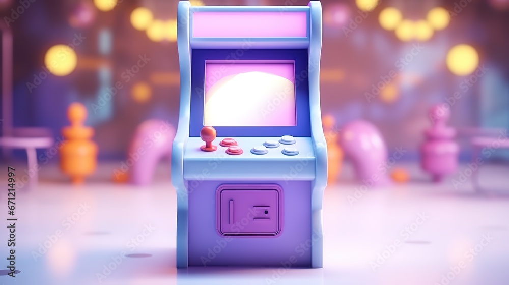 Arcade machine with joystick and buttons in 3D rendering picture Stock ...