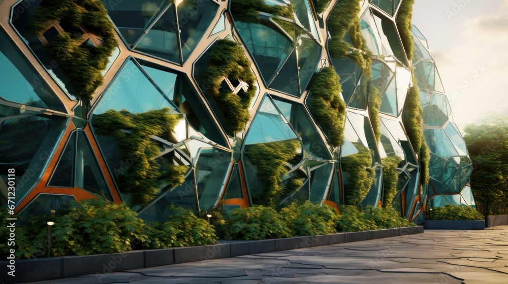 A moduled Glazing building facade inspired by a geodesic structure ...