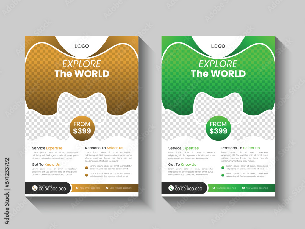 Corporate Travel flayer template design, Holiday flyer layout template in A4 size template ...