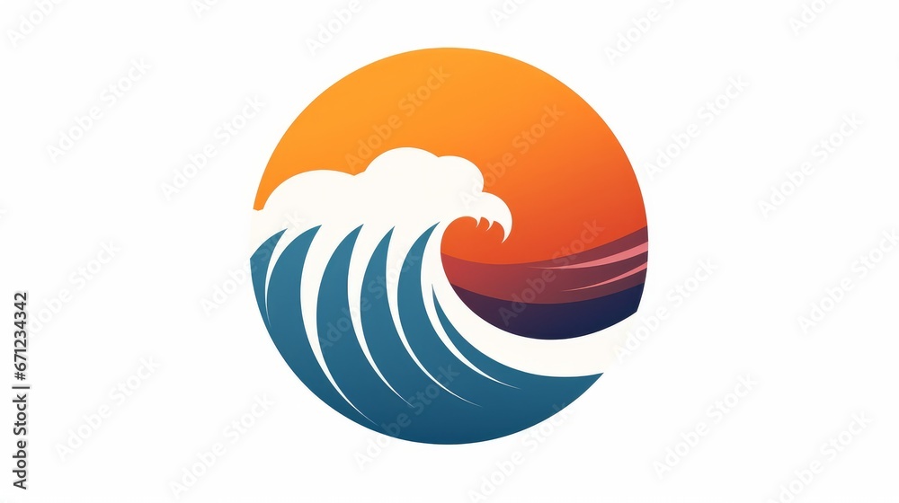 Logo with a wave, white background, logo style, flat Stock Illustration ...