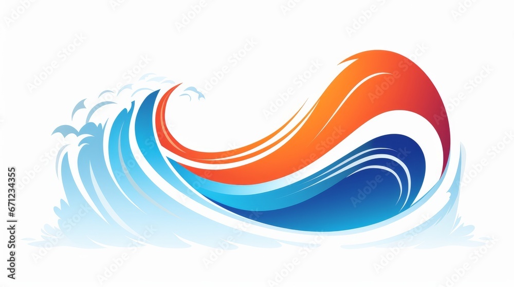 Logo with a wave, white background, logo style, flat Stock Illustration ...