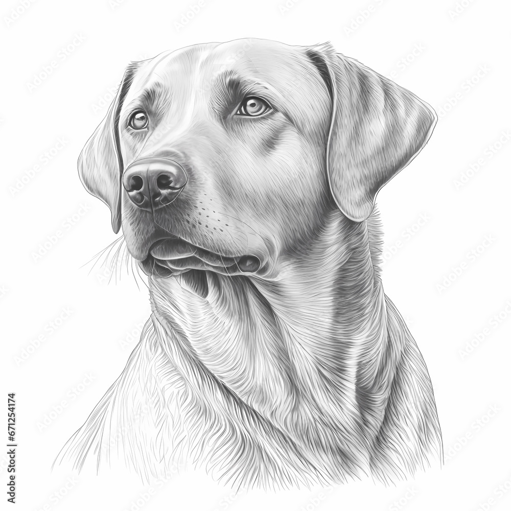 Artistic Labrador Dog Coloring Page - Detailed Canine Sketch Stock ...