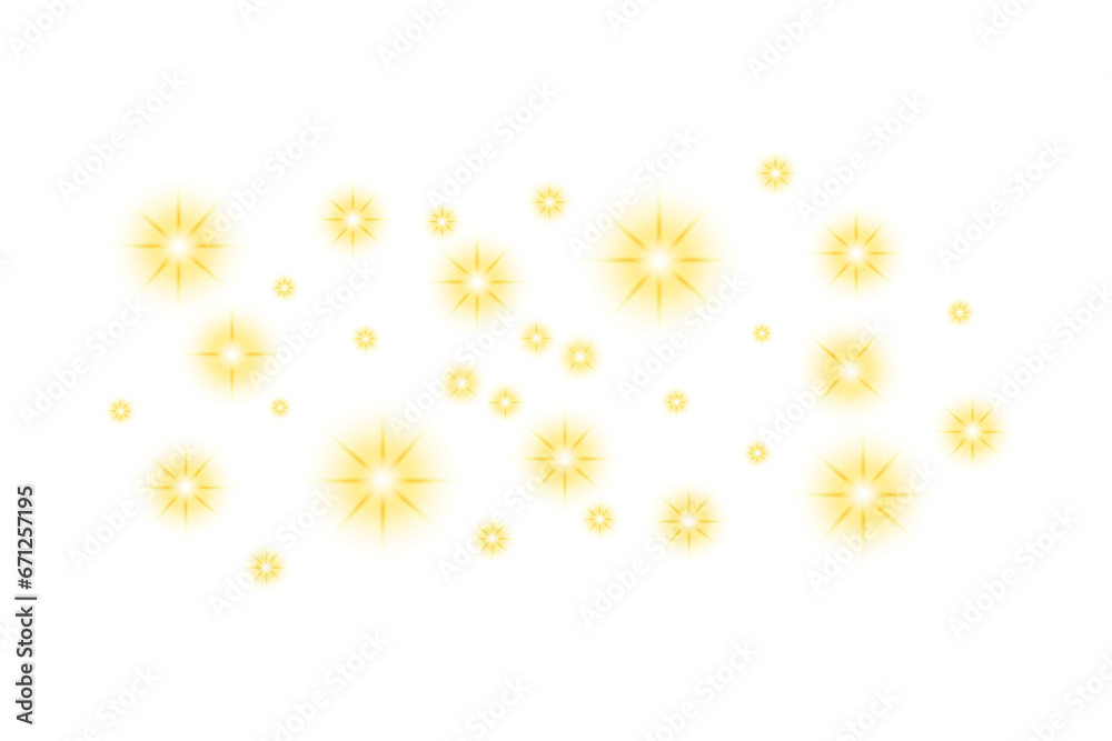 glowing stars on transparent background. light effect of shiny stars ...