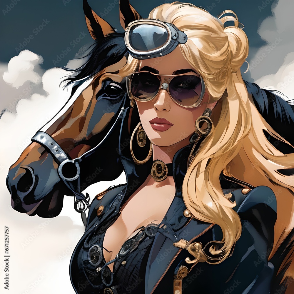 cavaliere, cheval, équitation, steam punk, equidé, art ...