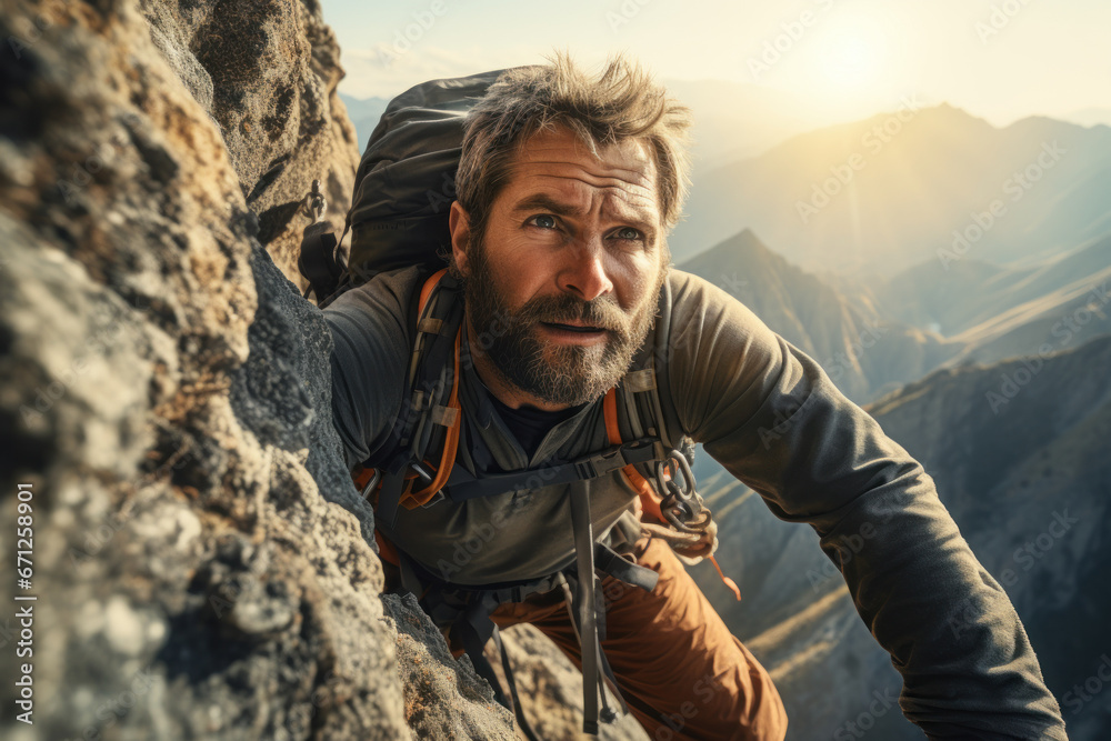 A professional rock climber conquers a challenging ascent, showcasing ...