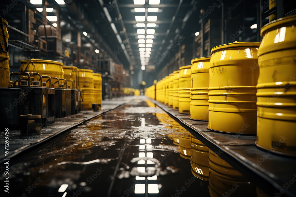 A photograph of a spent nuclear fuel storage facility, focusing on the ...