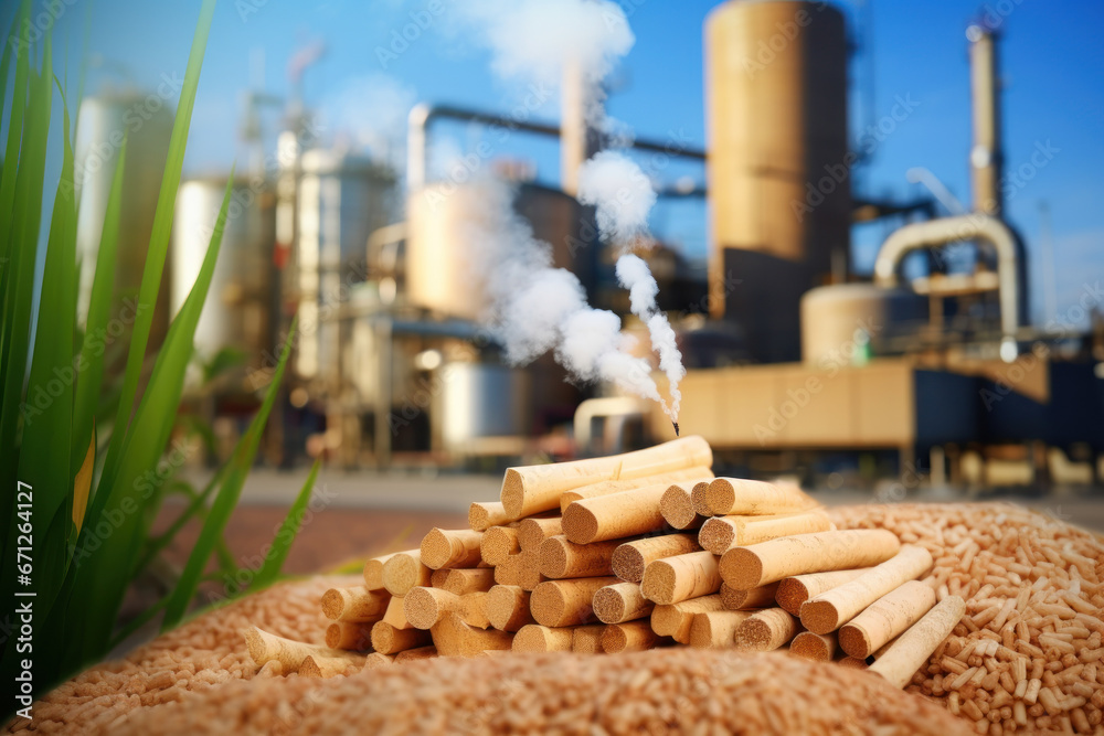 Biomass feedstock being converted into bio-based chemicals at a bio ...