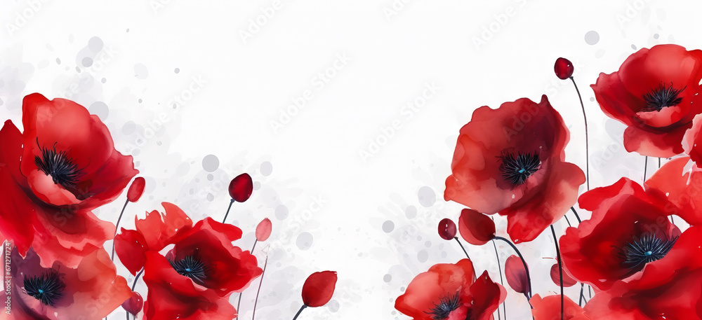 Red poppy flowers on pastel background. Remembrance Day, Armistice Day ...