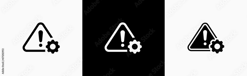 Warning notification icon. Alert, Exclamation Mark, Gear, Warning Sign ...