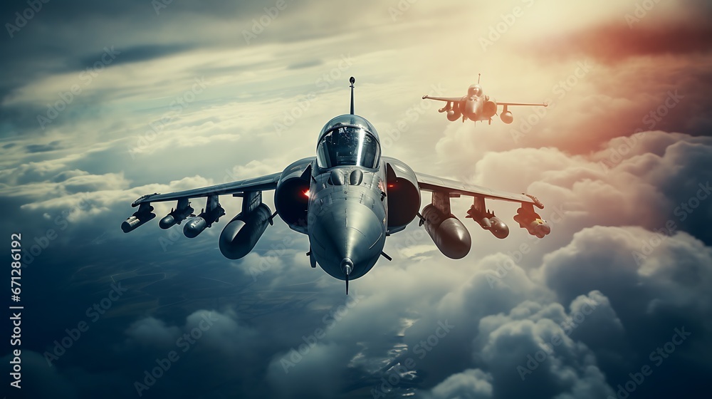 A cinematic scene, in the air figher jets are fighting, ultra realistic ...