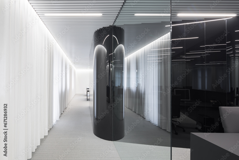 Modern office corridor with sleek design elements Stock Photo | Adobe Stock