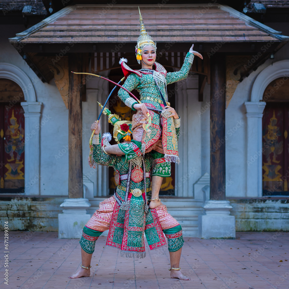 Poster Khon is the art of classical traditional Thai dance in the mask culture of Thailand ...