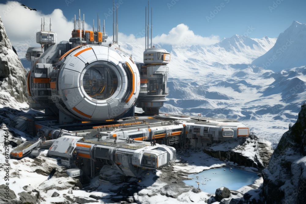 Futuristic space outpost concept art sci-fi space Stock Photo | Adobe Stock
