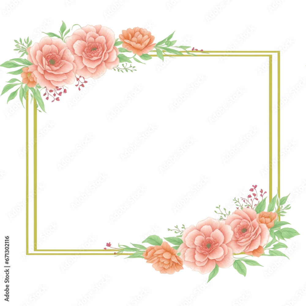 Flower border frame for invitation card PNG transparent background ...