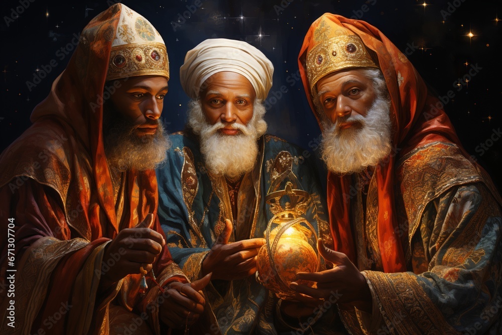 The Wise Men Embarking on Their Sacred Journey, Following the Guiding ...