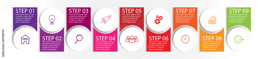 9 step infographic, simple infographic design consisting of nine ...