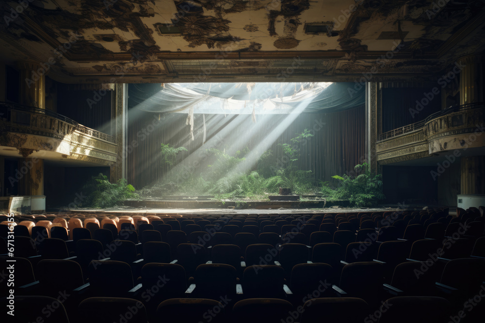 建物, 劇場, 古びた劇場, 廃れた劇場, 壊れた劇場, 見捨てられた劇場, Building, theater, old theater ...