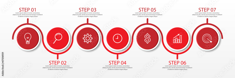 7 step infographics, simple infographic design consisting of seven ...