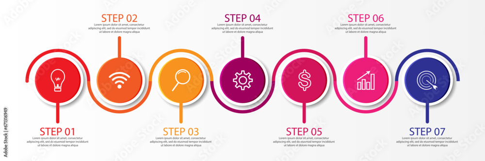 7 step infographics, simple infographic design consisting of seven ...