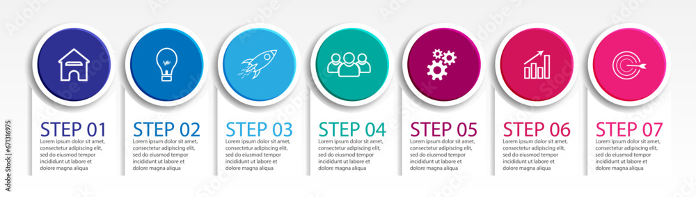 7 step infographics, simple infographic design consisting of seven ...