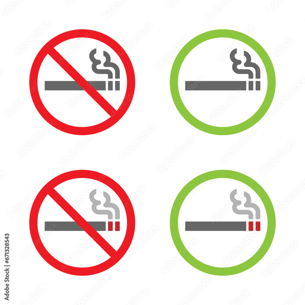 no smoking icon. no smoking and smoke area symbol. prohibited sign ...