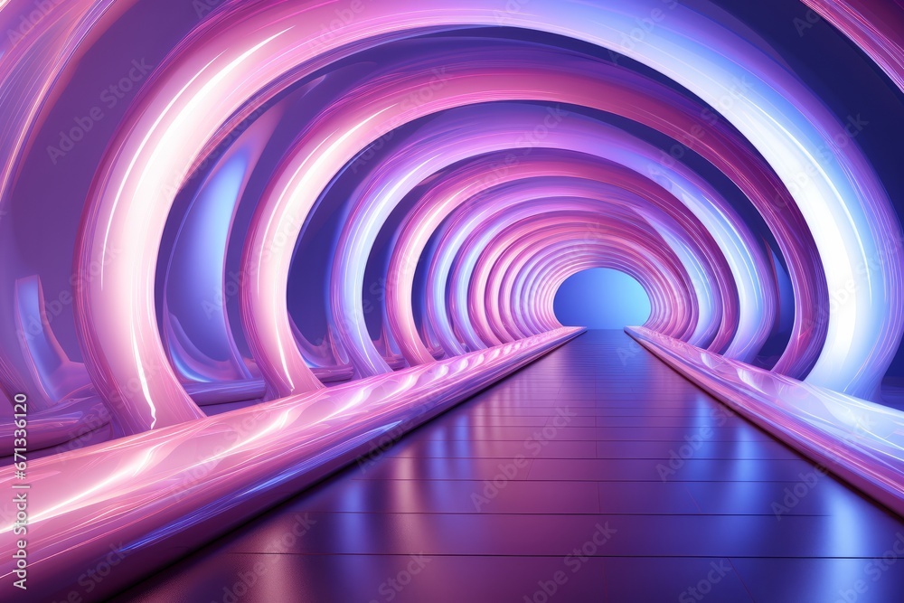 Minimalist light tunnel with pulsating LED lights, creating an ...