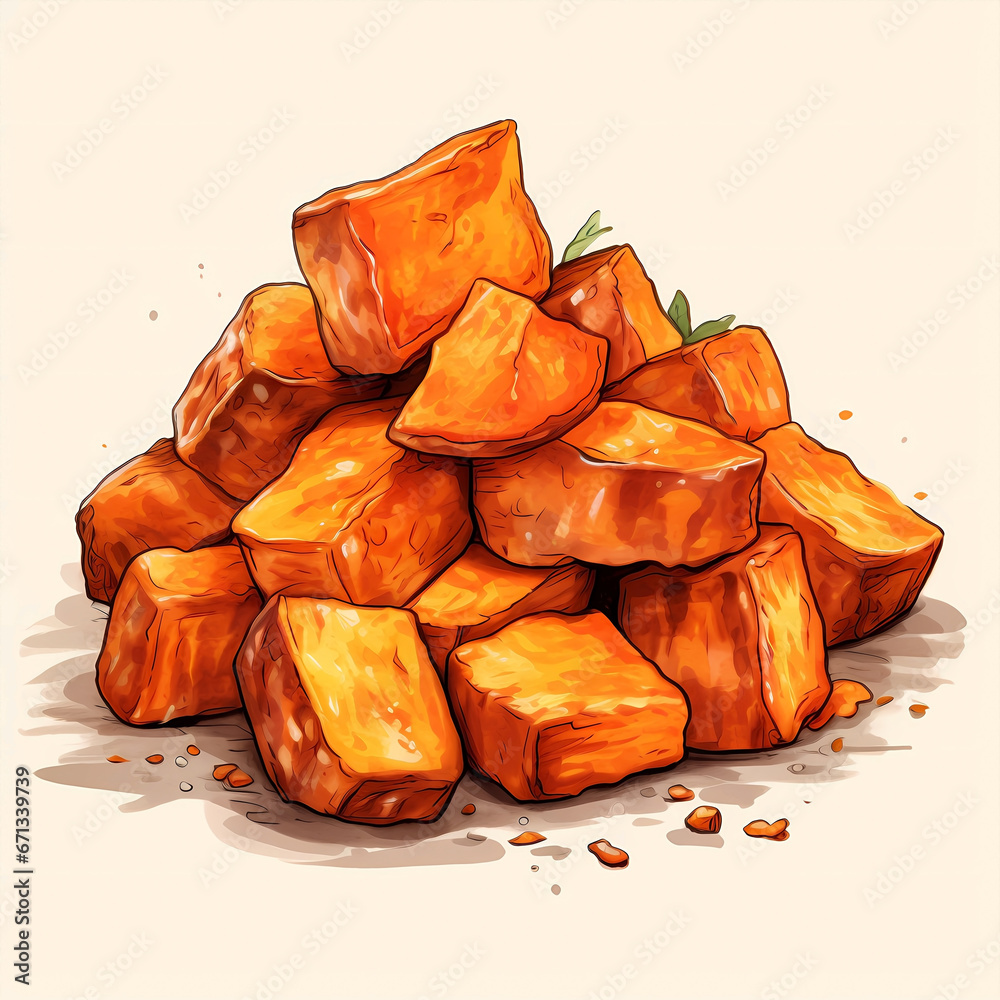 Cartoon roasted sweet potato illustration Stock Illustration | Adobe Stock