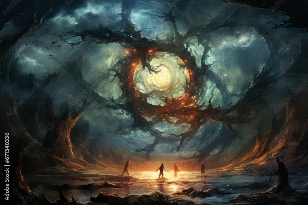 Whirling vortex elementals, conjuring powerful storms with their ...