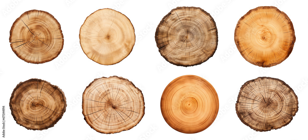Set of cross sections of a different trees isolated on transparent ...