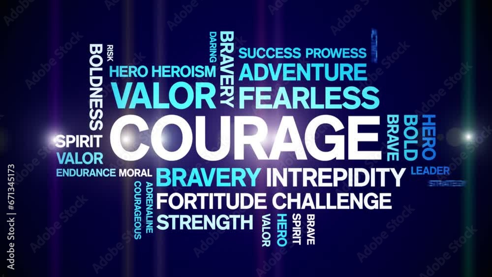 Courage animated tag word cloud;text design animation kinetic ...
