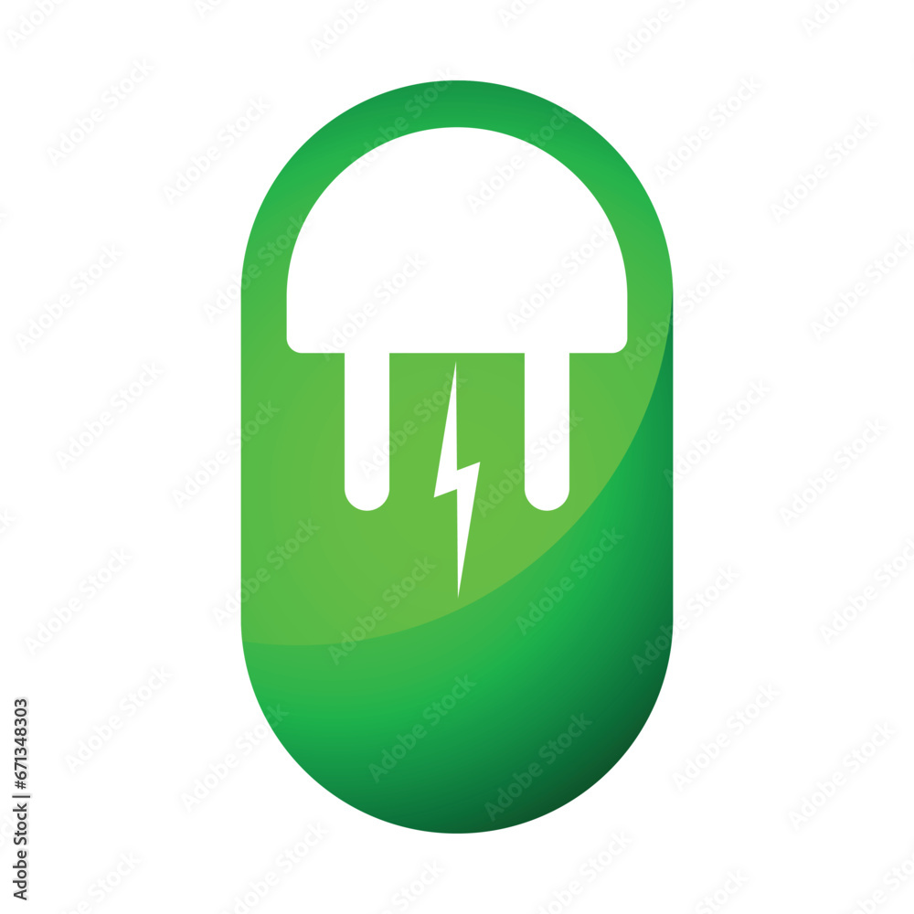 Green eco-friendly logo for charging electric vehicles. Electric ...