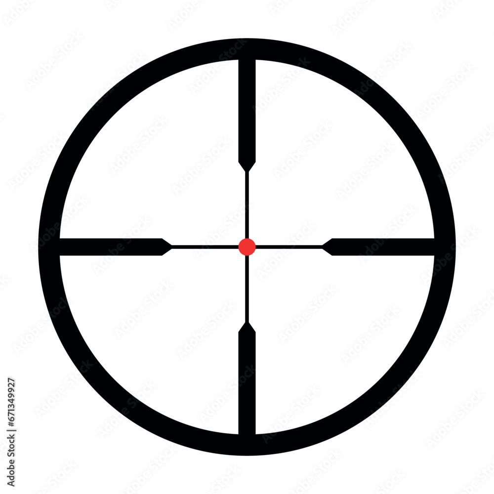 Sighting grid on a white background. Crosshair with a red dot. Stock ...
